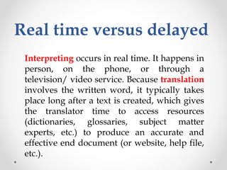 Interpretation vs. translation | PPT
