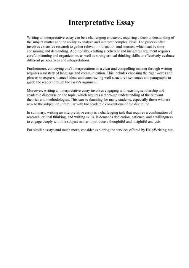Interpretative Essay.pdf | Homework and Study | Education