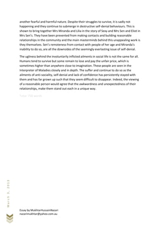 Interpreter of maladies text response vce | DOCX