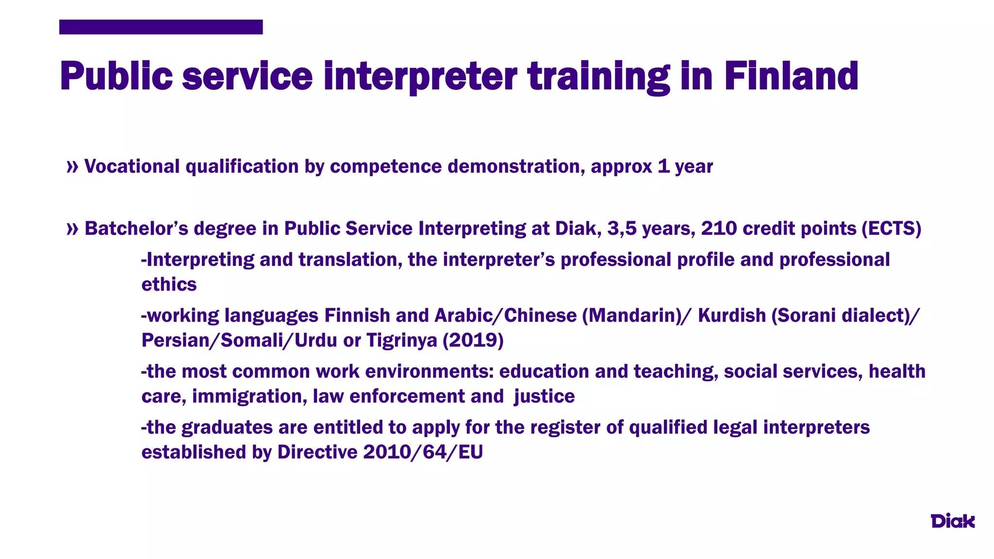 Mari Vainikka: Interpreter services - best practices | PPT