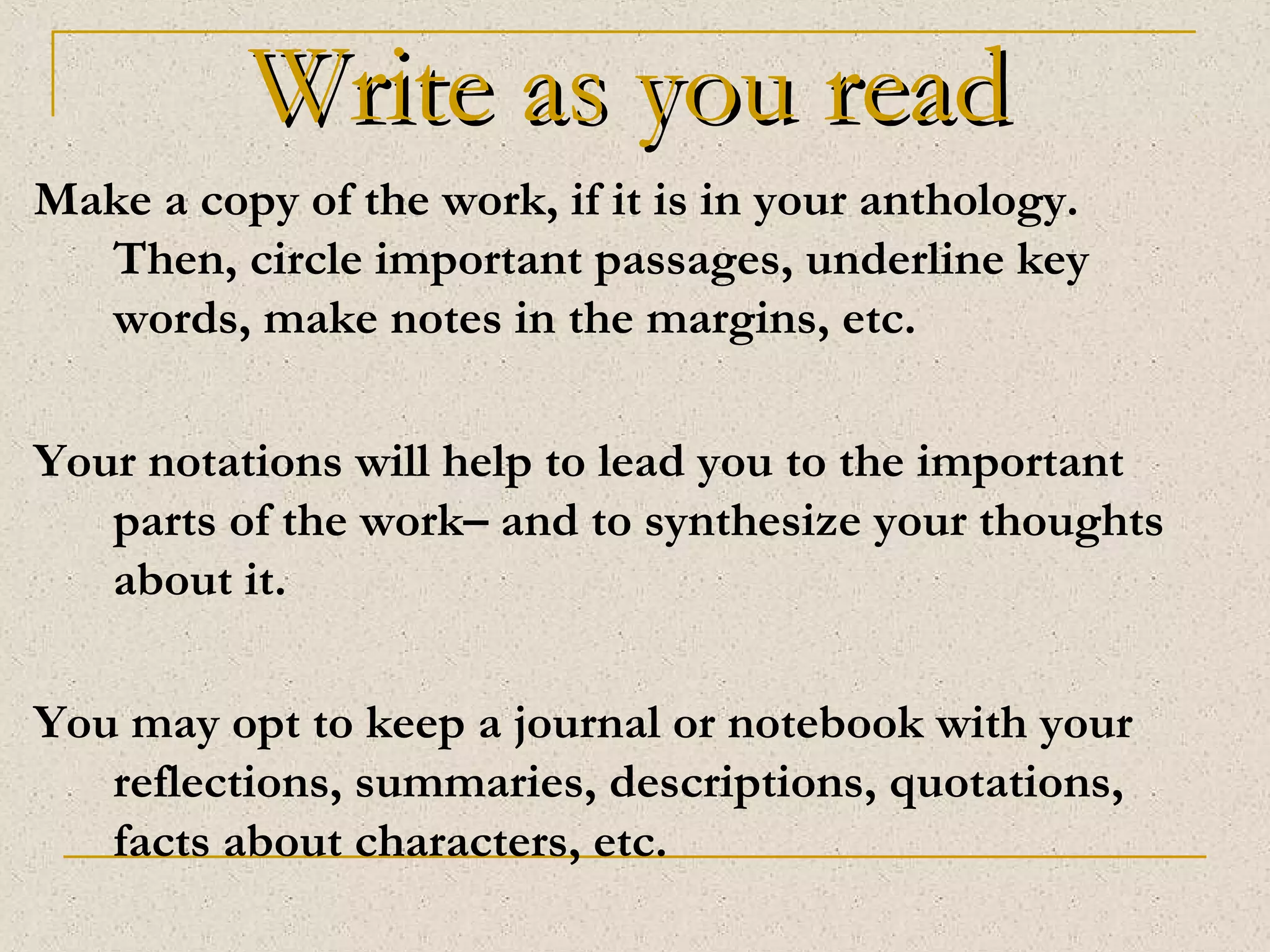 Interpreting and analyzing literature | PPT