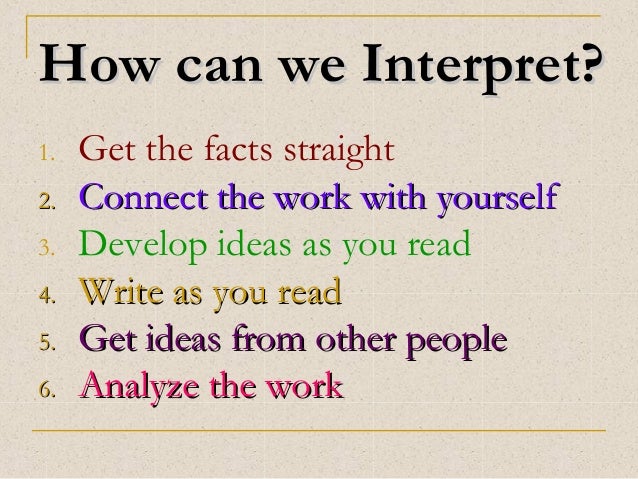 Interpreting and analyzing literature