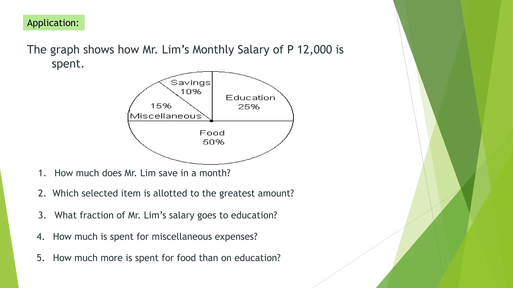 Interpreting data (Pie Graph)for mathematics grade 6 quarter 4 | PPTX