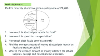 Interpreting data (Pie Graph)for mathematics grade 6 quarter 4 | PPTX