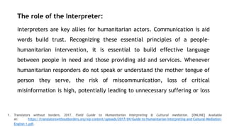 Interpreting in humanitarian settings | PPT