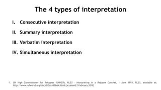 Interpreting in humanitarian settings | PPT