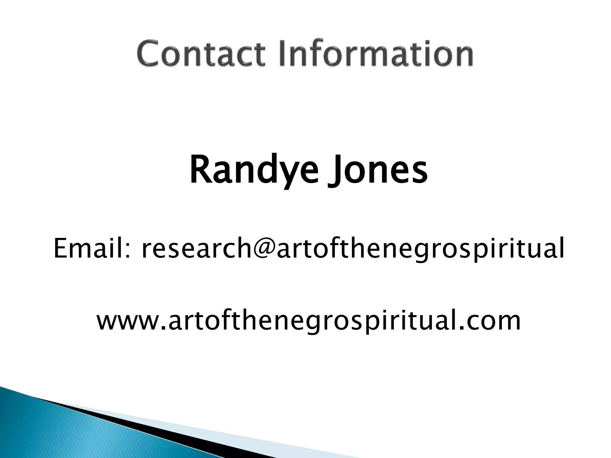 Interpreting Negro Spiritual Art Songs | PPTX