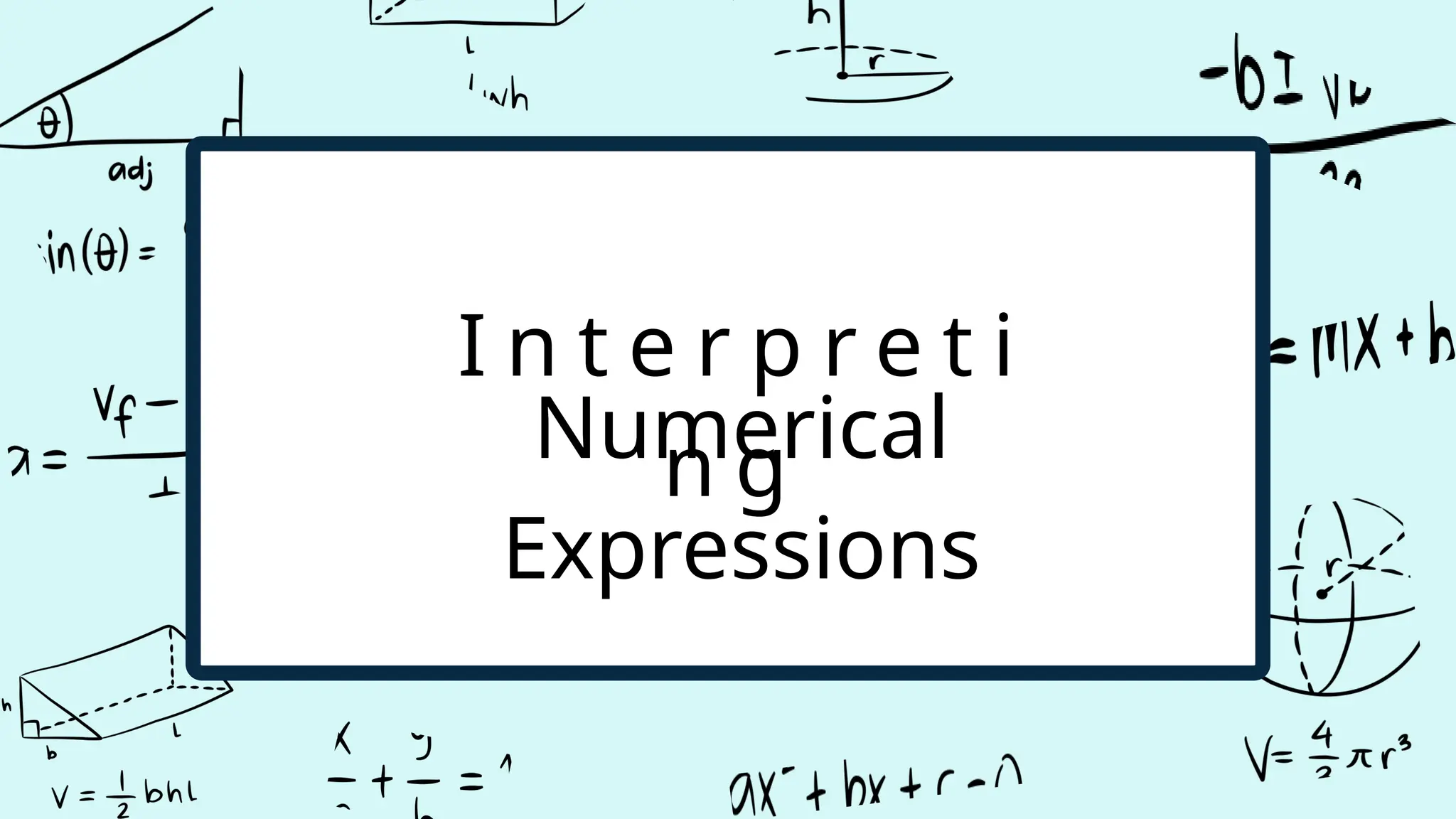 Interpreting Numerical Expressions Math Presentation in Light Blue Math ...