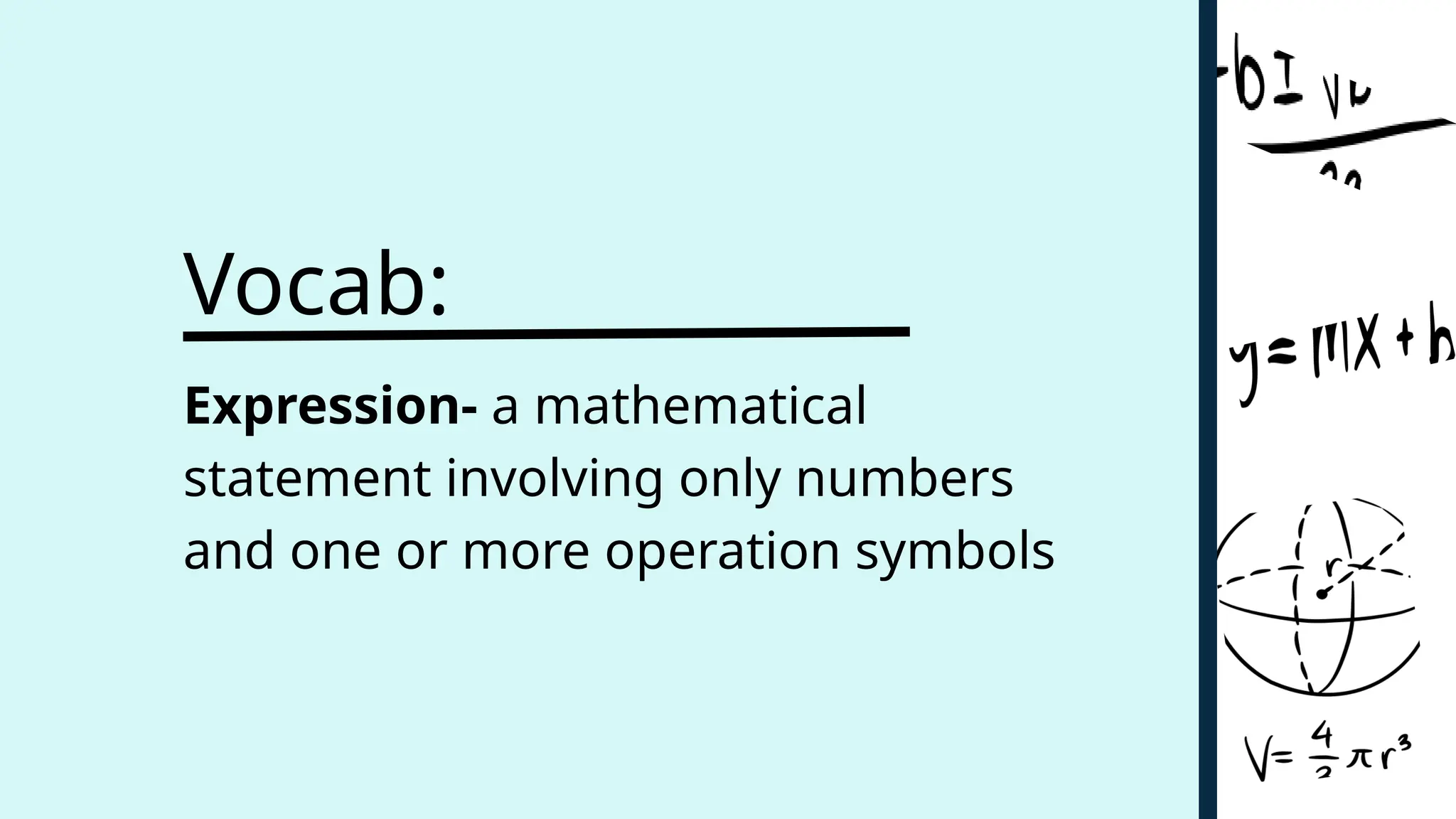Interpreting Numerical Expressions Math Presentation in Light Blue Math ...