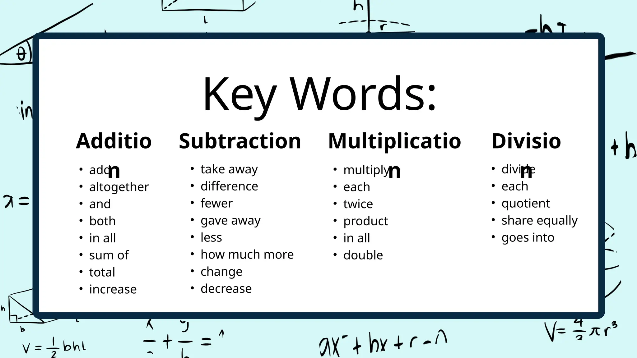 Interpreting Numerical Expressions Math Presentation in Light Blue Math ...