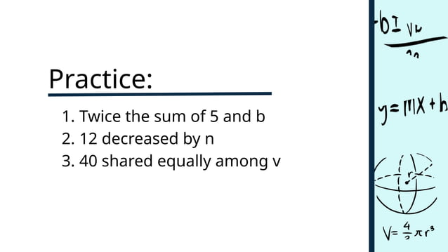 Interpreting Numerical Expressions Math Presentation in Light Blue Math ...