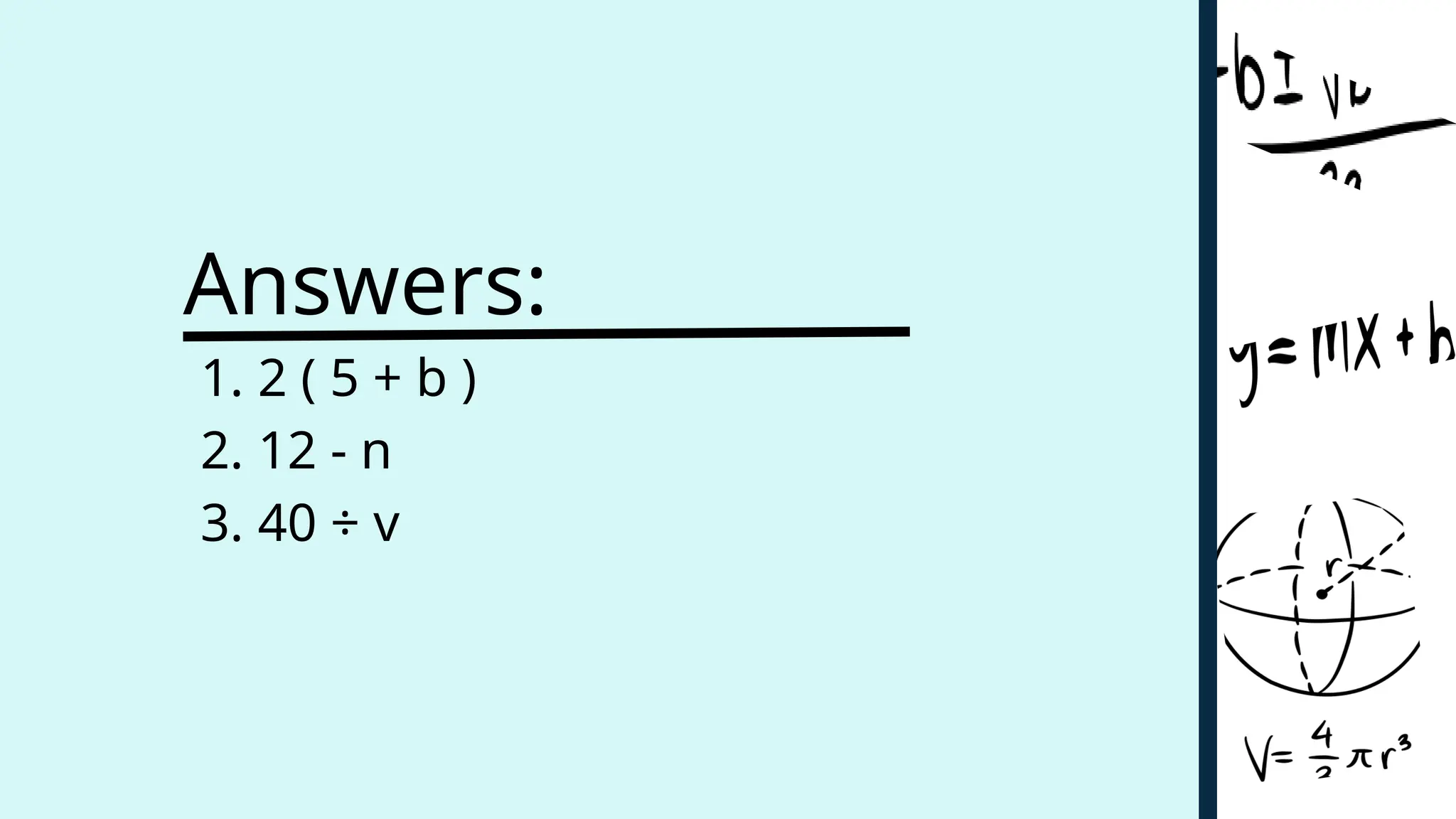 Interpreting Numerical Expressions Math Presentation in Light Blue Math ...