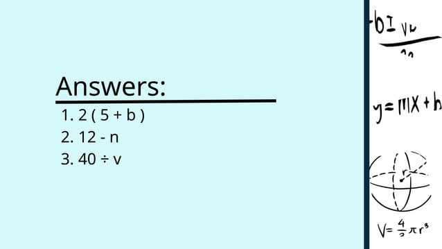 Interpreting Numerical Expressions Math Presentation in Light Blue Math ...