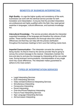 Interpreting services | PDF