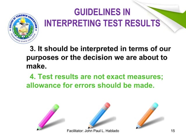 Interpreting test results | PPTX | Educational Assessment | Education