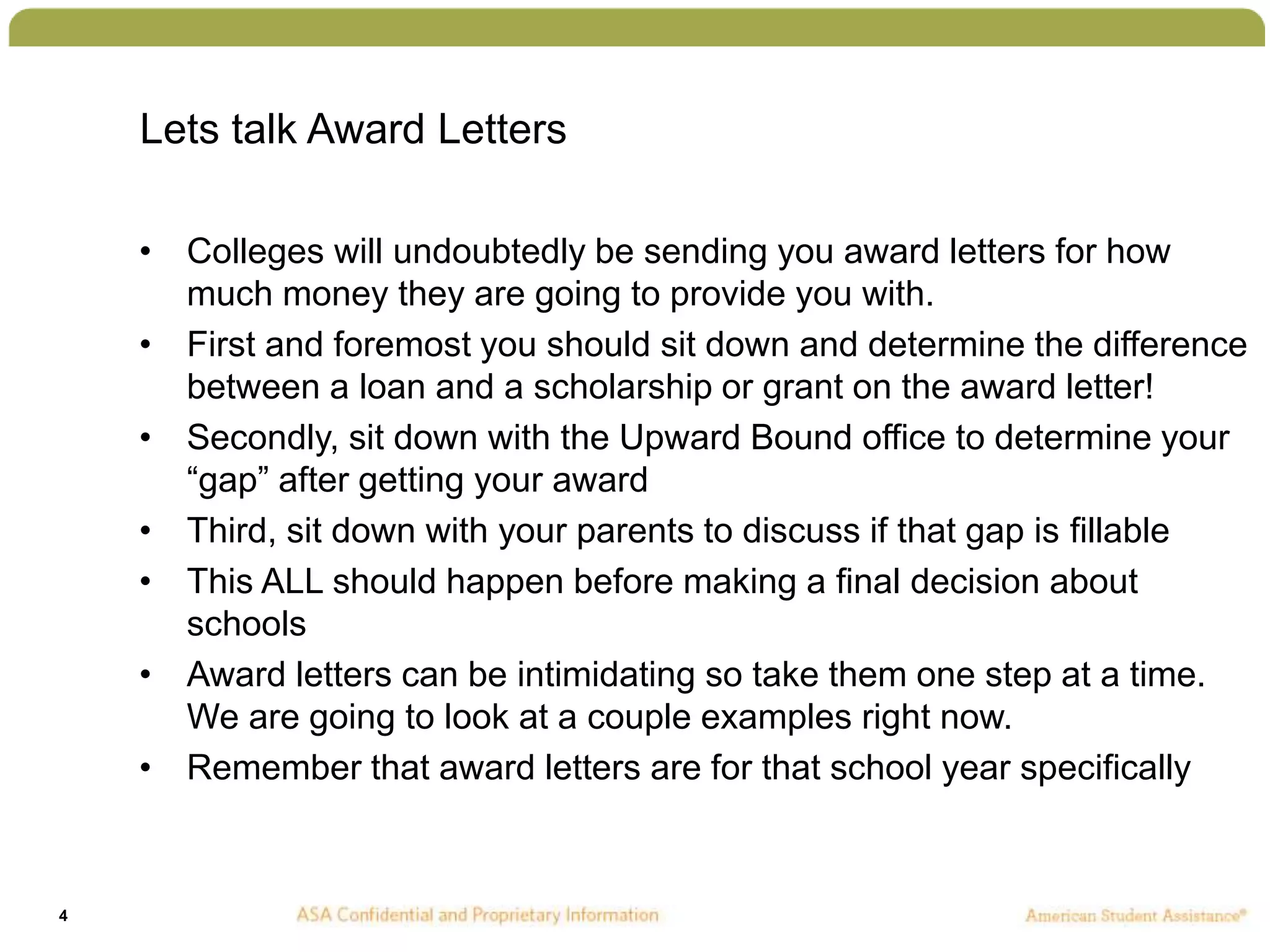 Interpreting the sar& award letters | PPTX