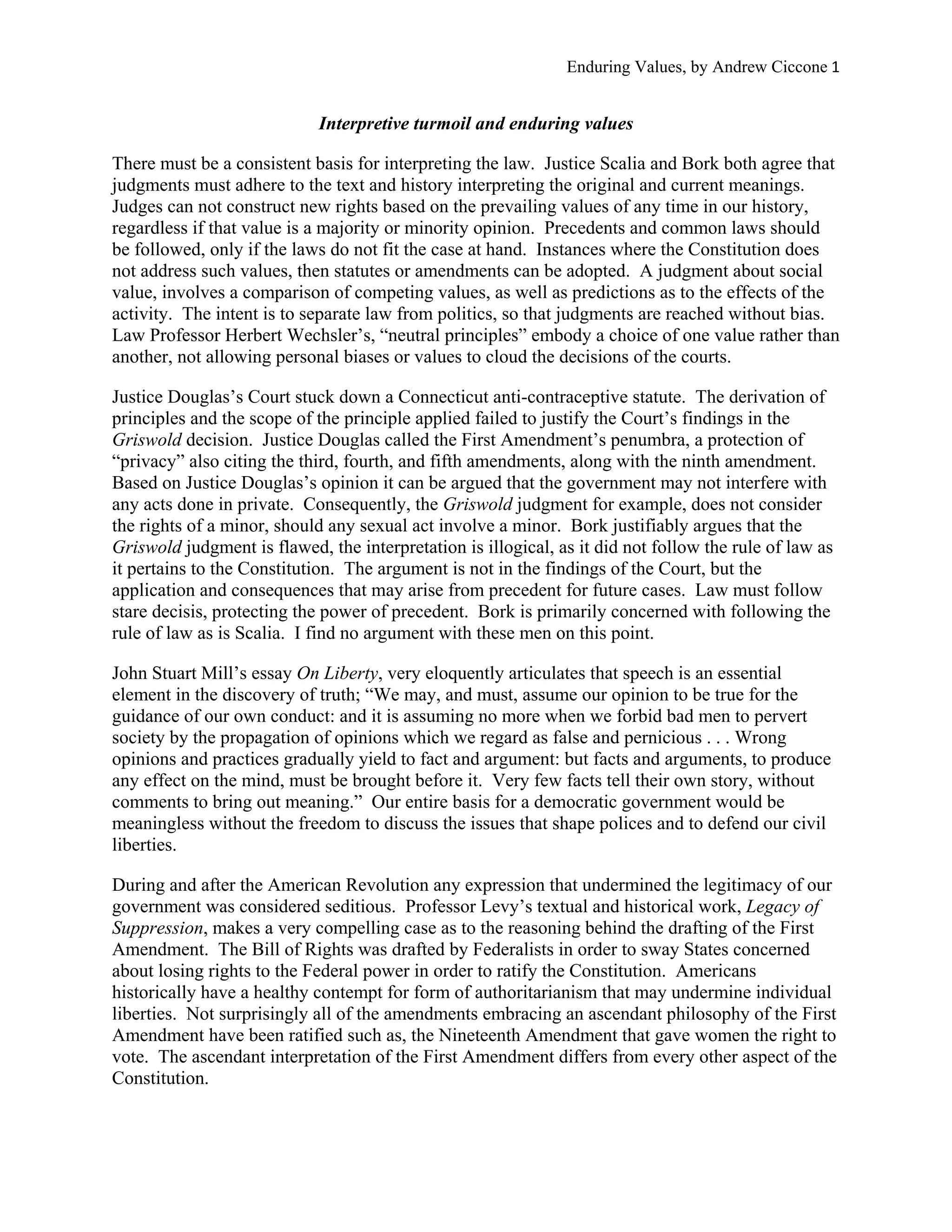 Interpretive Turmoil And Enduring Values | PDF