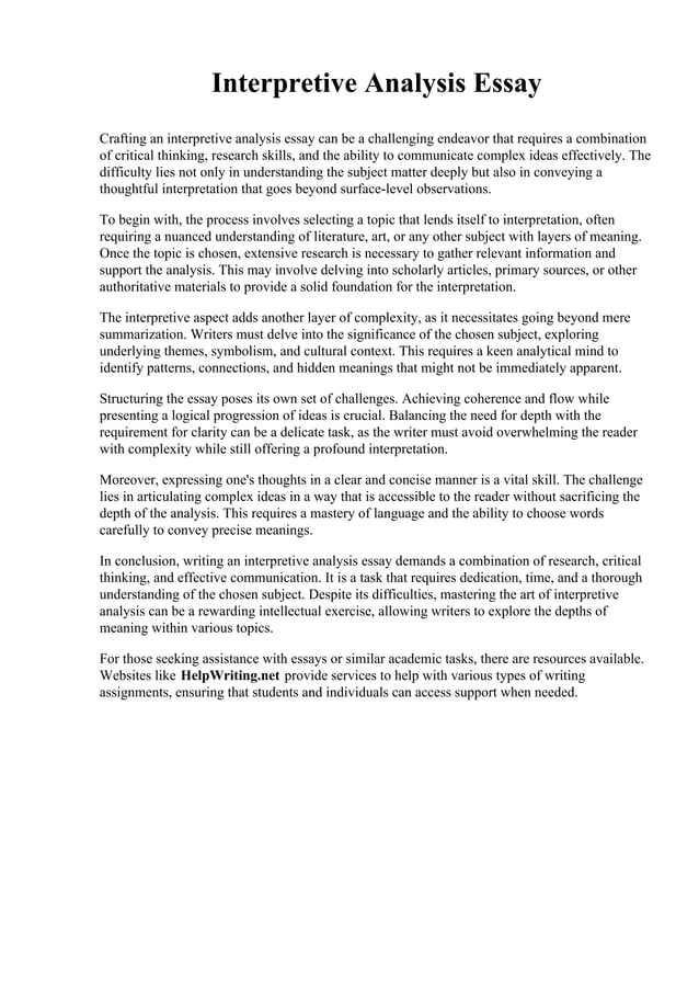 Interpretive Analysis Essay. International Institute for Healthcare ...