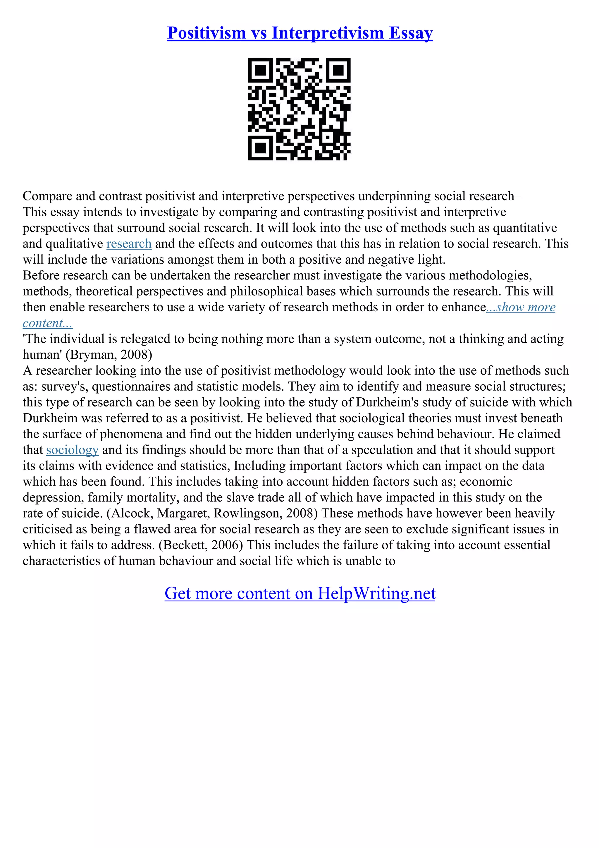 Interpretive Essay Examples | PDF