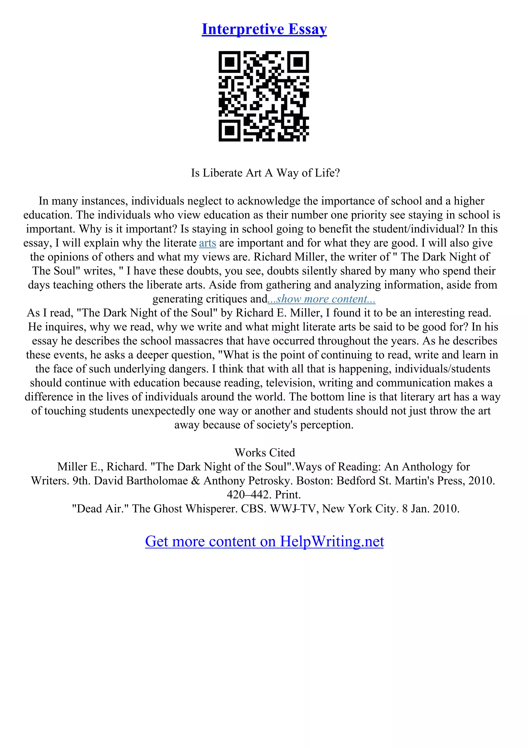 Interpretive Essay Examples | PDF