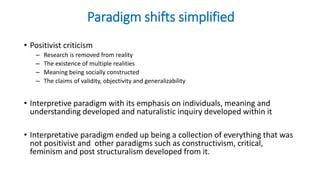 Interpretive paradigm presentation by vicky & savithiri | PPTX