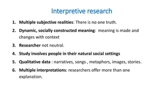 Interpretive paradigm presentation by vicky & savithiri | PPTX
