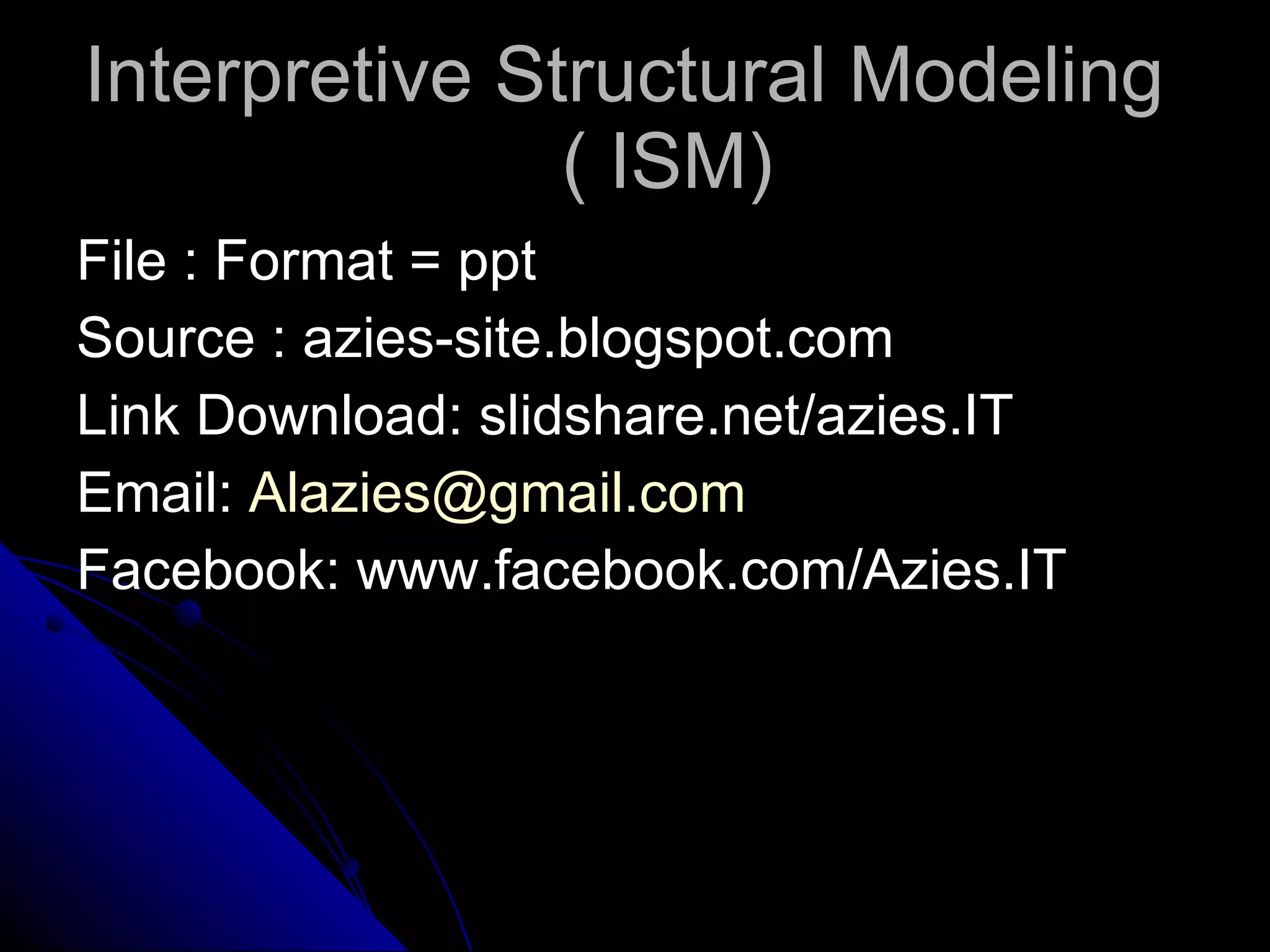 Interpretive structural modeling | PPT