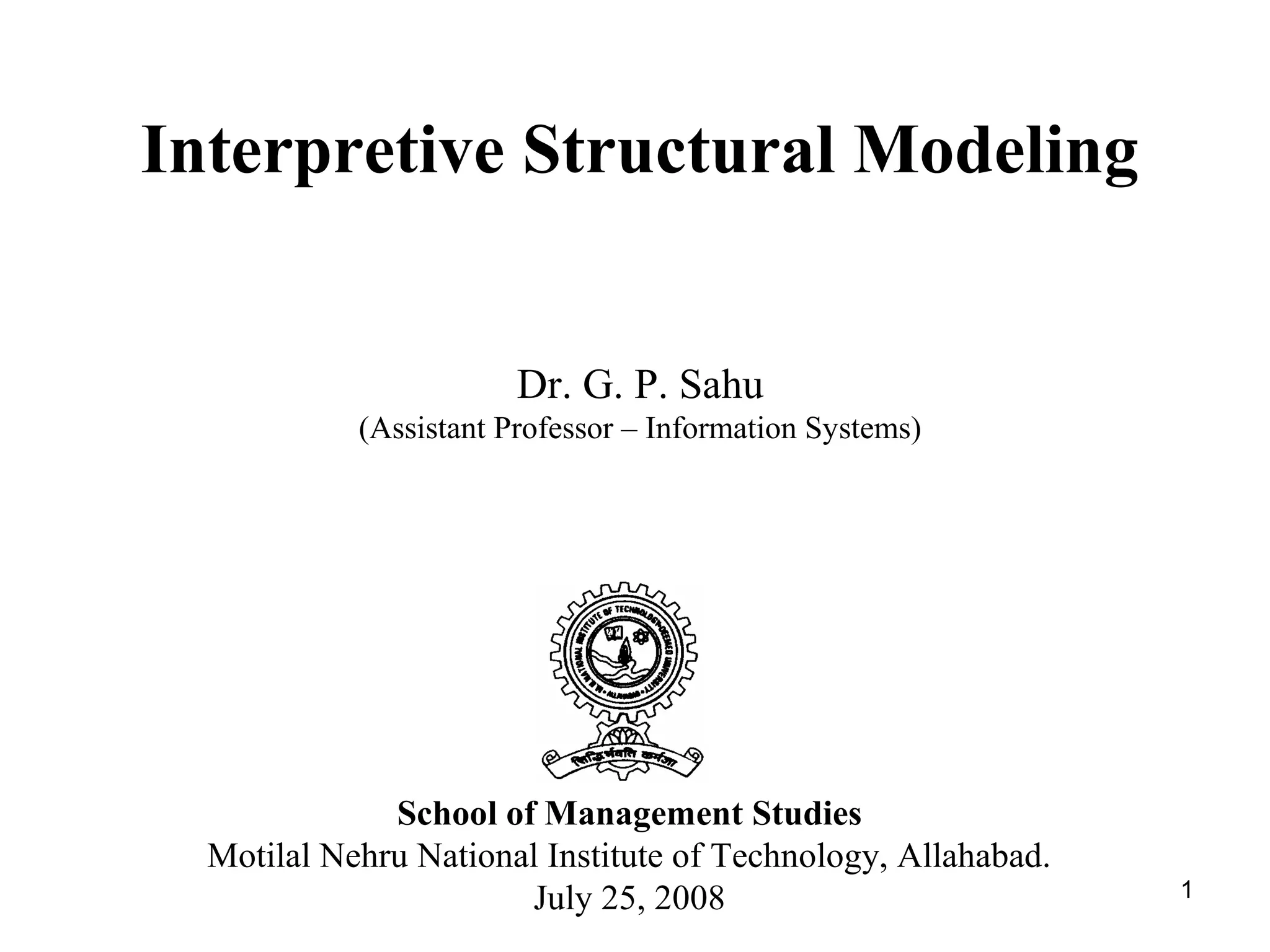 Interpretive structural modeling | PPT