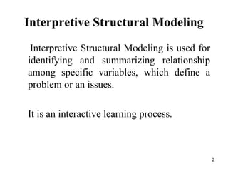 Interpretive structural modeling | PPT