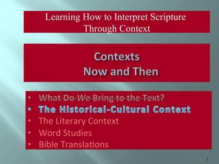 Learning How To Interpret Scripture Through Context | PPT