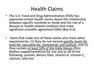 Interpret the reading of food labels and its | PPTX