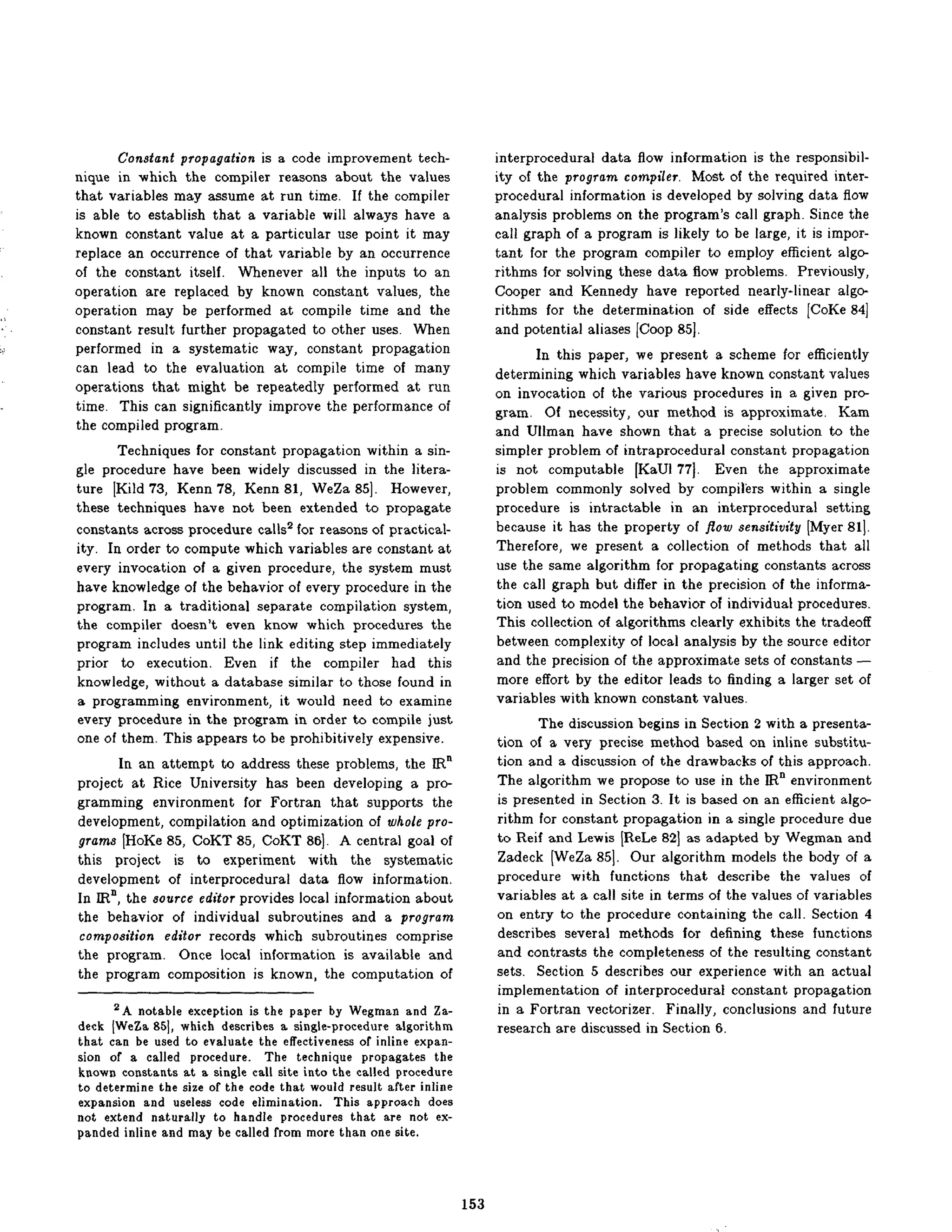 Interprocedural Constant Propagation | PDF