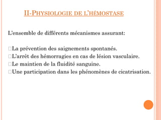 Interprétation d'un bilan d'hémostase TP TCK INR | PPTX