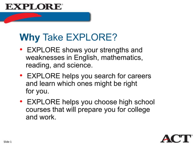 EXPLORE Test Interpretation | PPT