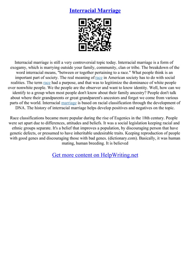 Interracial Marriage Essay | PDF