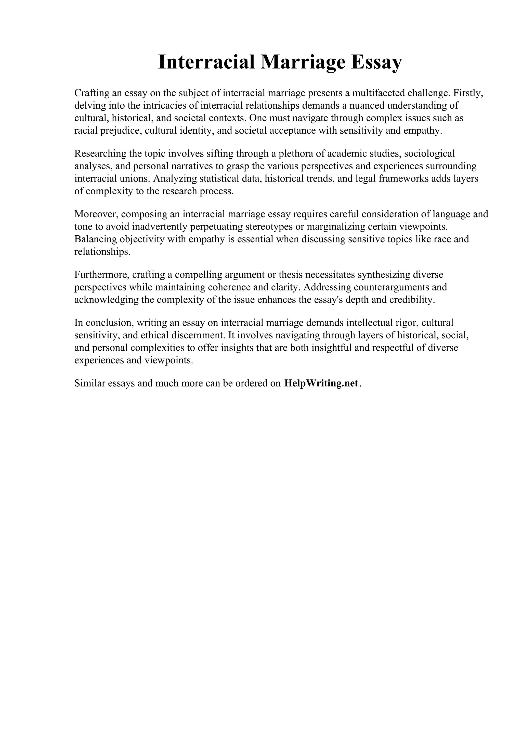 Interracial Marriage Essay | PDF