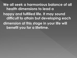 Interrelatedness of health dimensions | PPTX