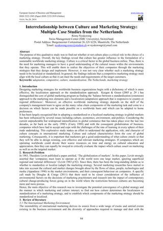 Interrelationship between culture and marketing strategy | PDF