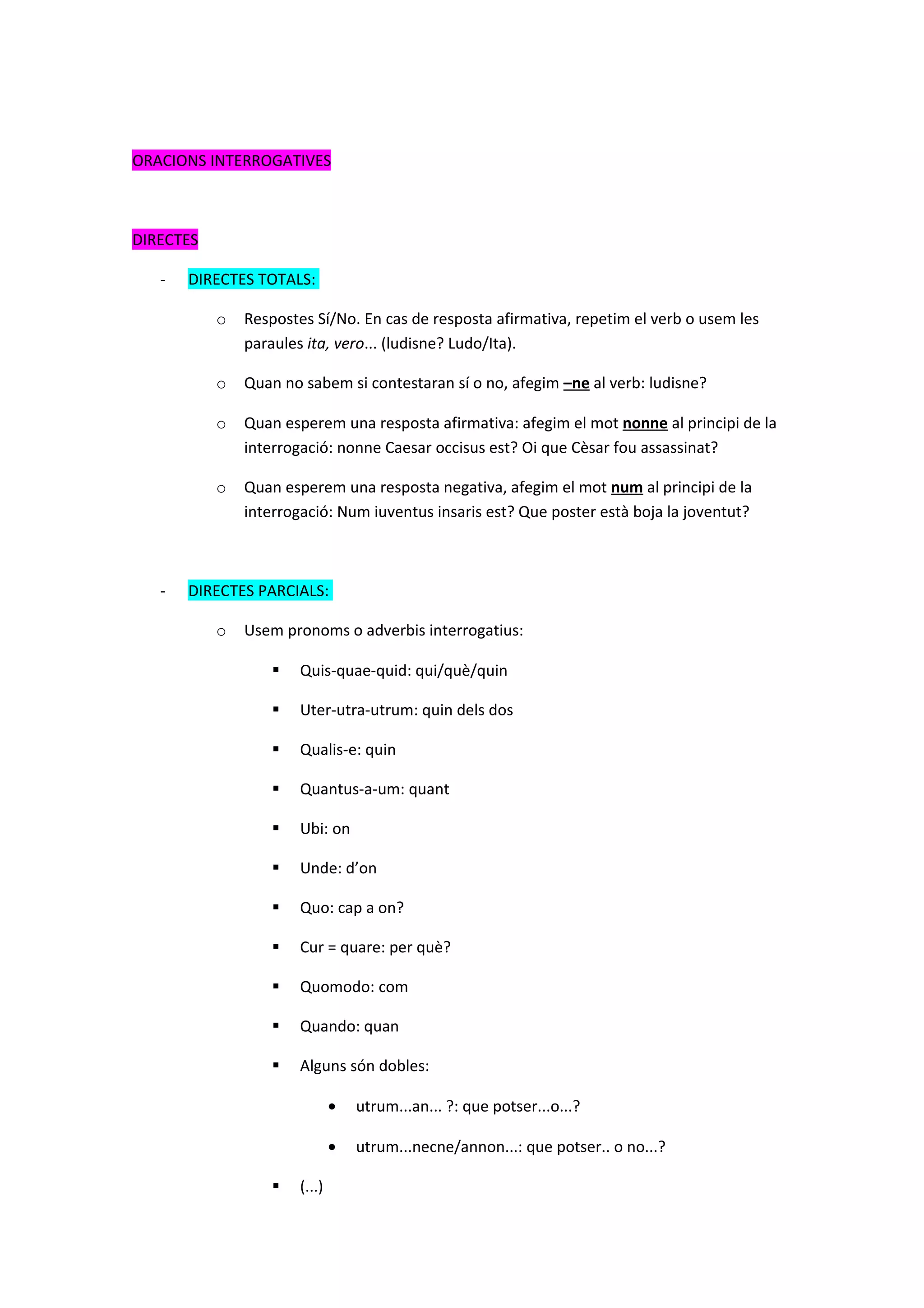 Interrogacions directes i indirectes | DOC