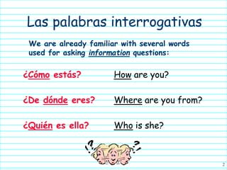 Preguntas Interrogativas para aprender español | PDF