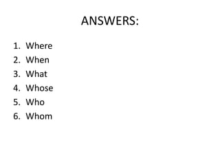 Interrogative Pronouns | PPTX