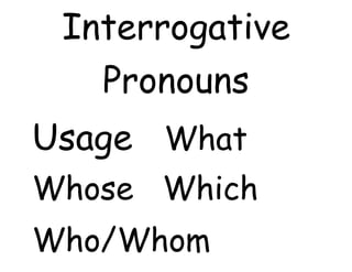 Interrogative pronouns | PPT