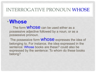 Interrogative pronouns | PPT