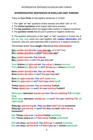 Interrogative sentences in turkish, yuksel goknel | PDF | Musicals | Genres