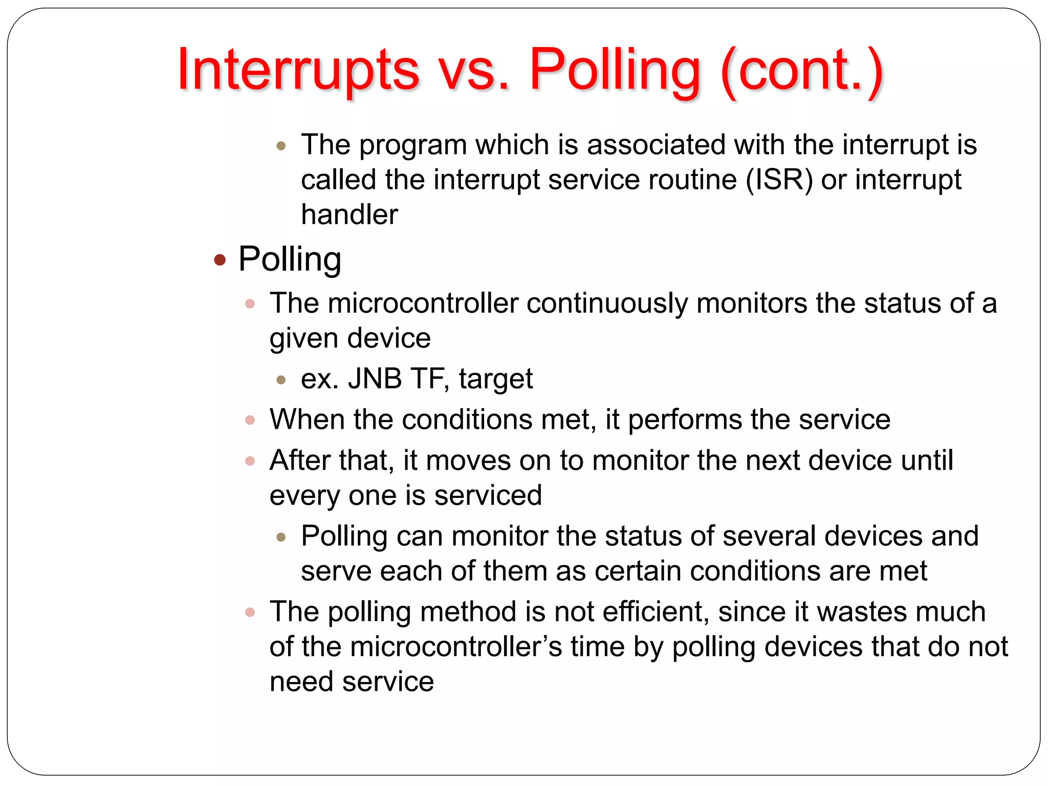 Interrupt in 8051 | PPTX | Operating Systems | Computer Software and Applications