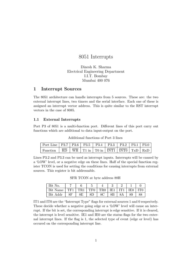 8051 Interrupts | PDF