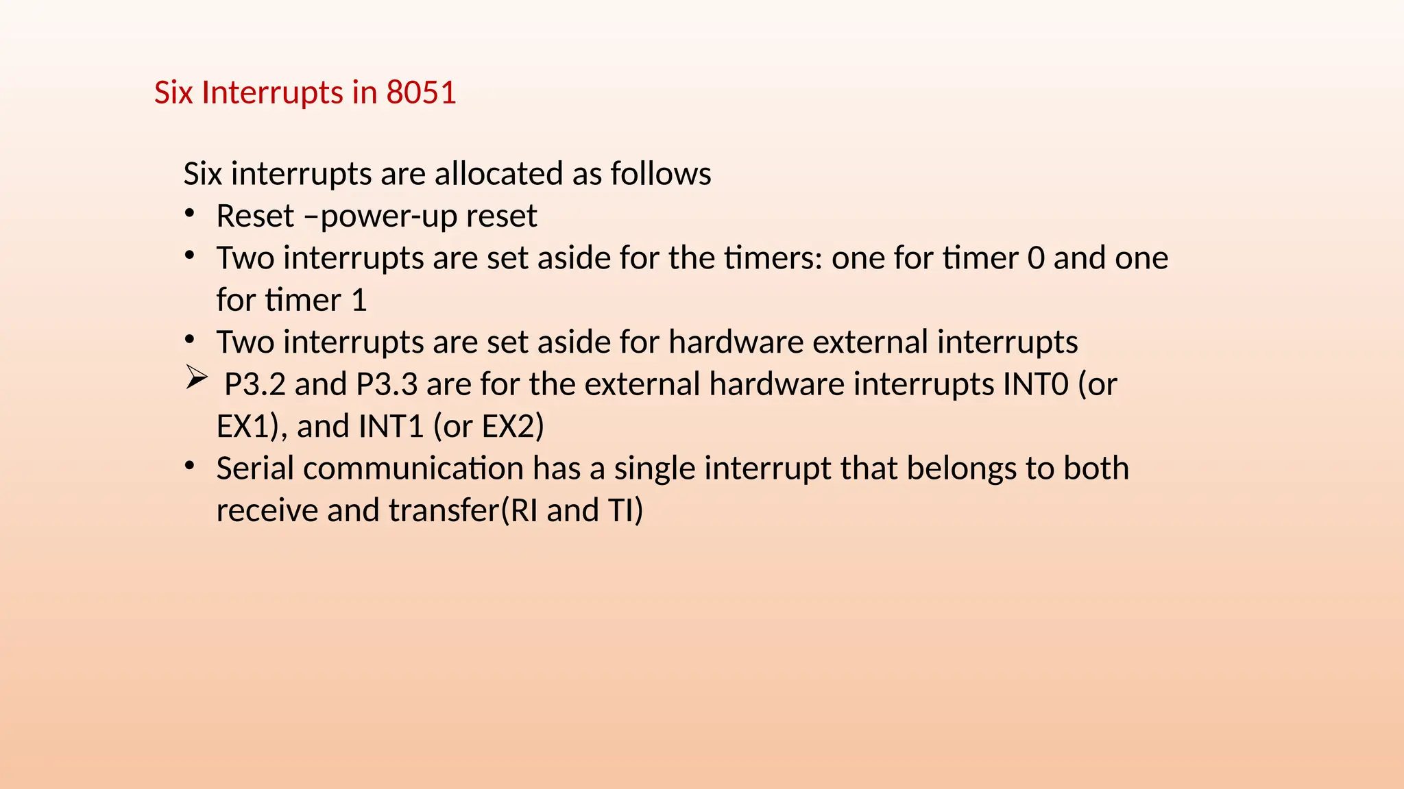 hardware interrupts in 8051 microcontroller | PPTX