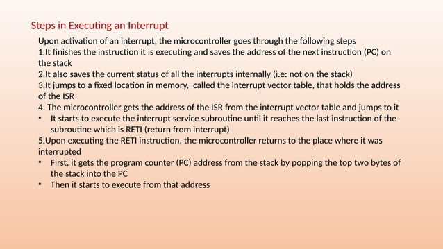 hardware interrupts in 8051 microcontroller | PPTX