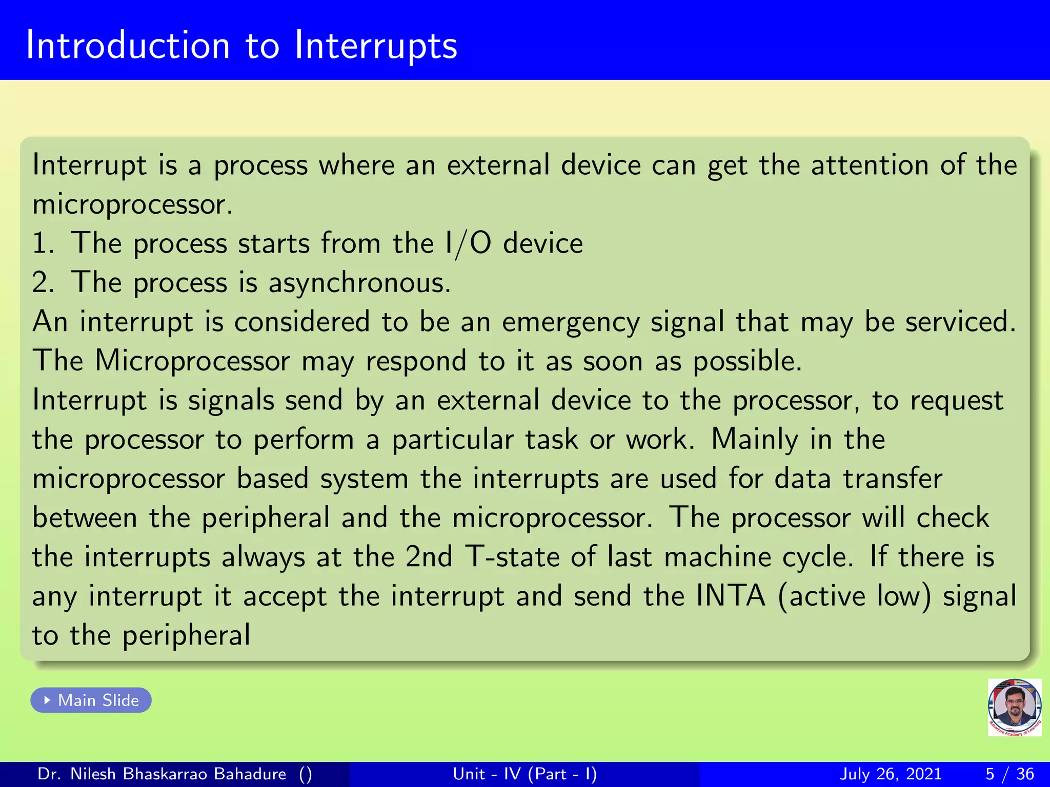 Interrupts of microprocessor 8085 | PDF
