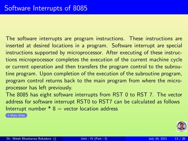Interrupts of microprocessor 8085 | PDF